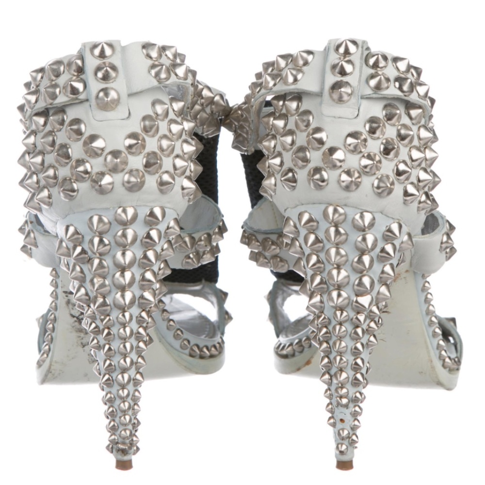 Givenchy Runway Spike Studded Leather Zip Sandal - Gem